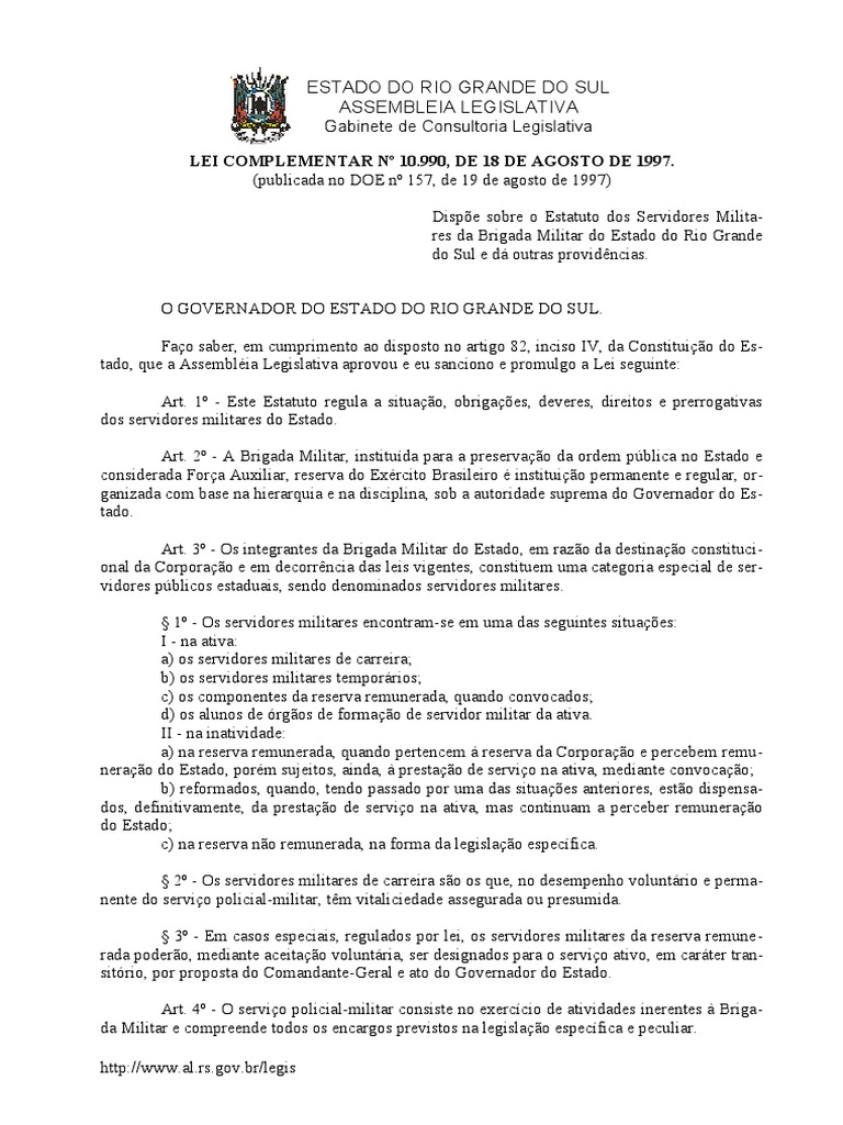 Lei Complementar #10.990, de 18 de Agosto de 1997.: Estado Do Rio Grande Do Sul Assembleia ...