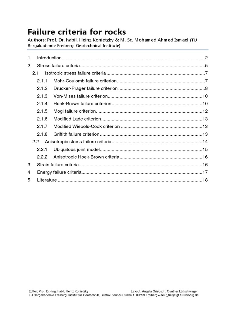 23 Failure Criteria For Rocks PDF | PDF | Strength Of Materials ...