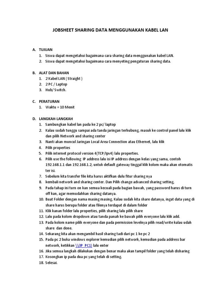 JobSheet Sharing Data | PDF