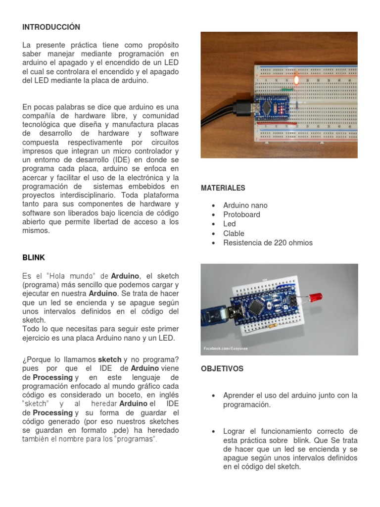 Blink | Descargar gratis PDF | Arduino | Entorno de desarrollo integrado