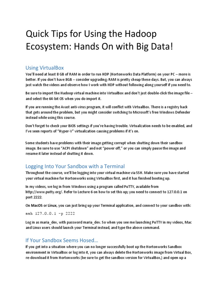 HadoopCourseTips PDF | PDF | Superuser | Secure Shell