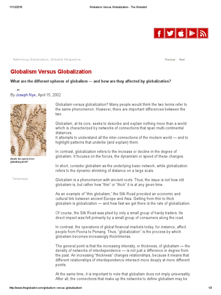 Globalism Versus Globalization: What Are The Different Spheres of ...