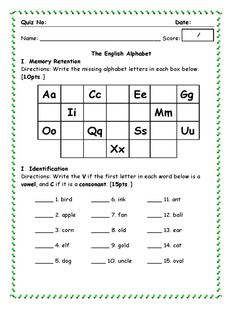 English 1 - Quiz 1 | PDF