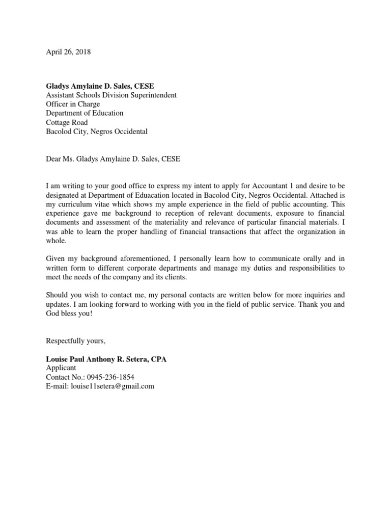 Application Letter DEPED | PDF