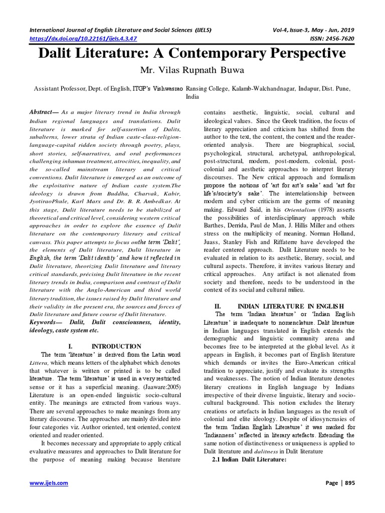 Dalit Literature: A Contemporary Perspective | PDF | Dalit | Caste