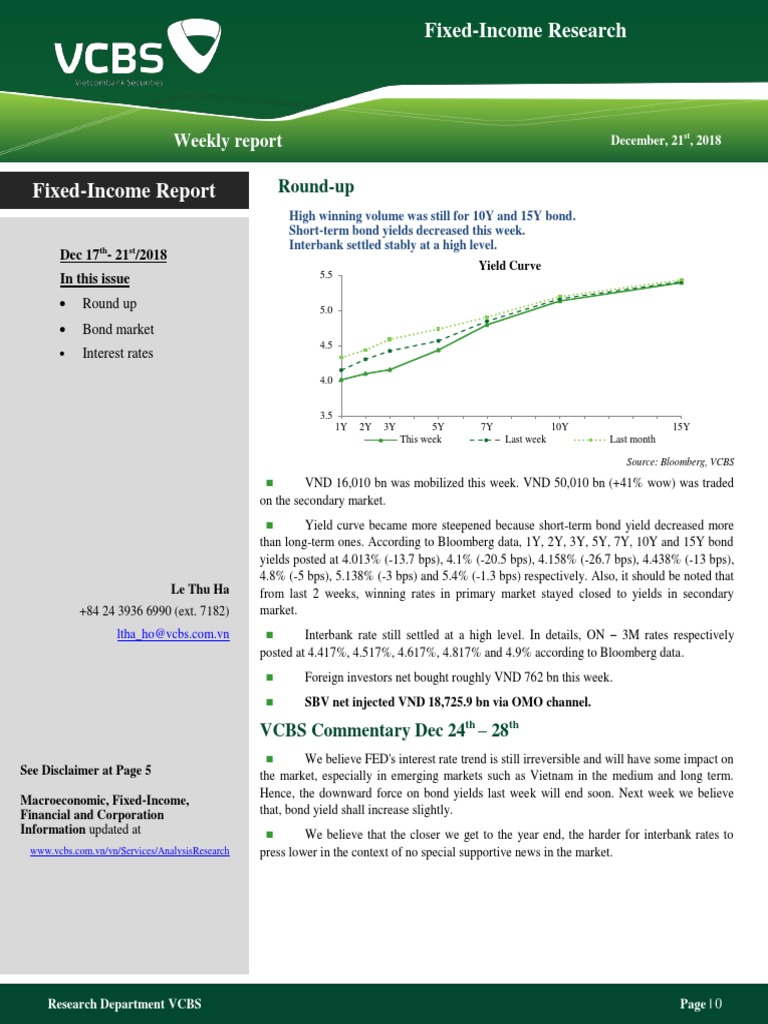Weekly Report: Fixed-Income Research | PDF | Federal Reserve | Yield Curve