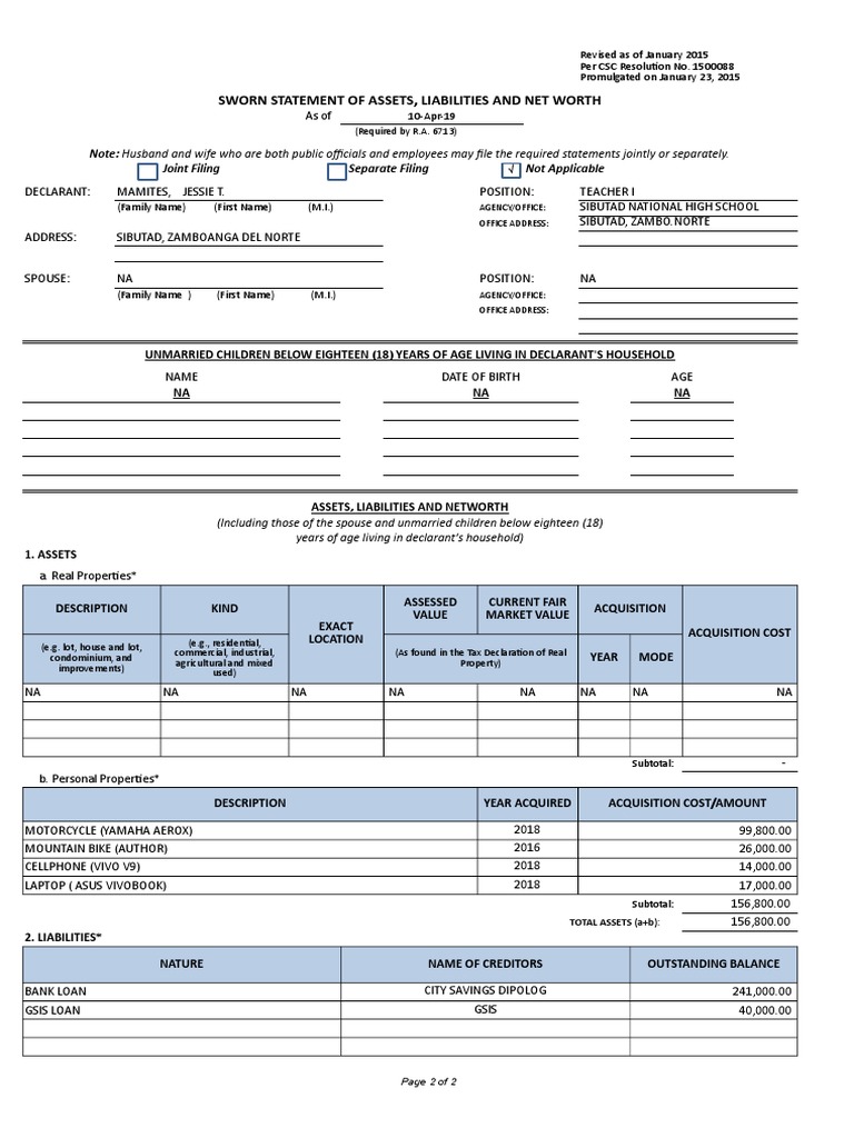 Saln 2015 | PDF | Mergers And Acquisitions | Identity Document