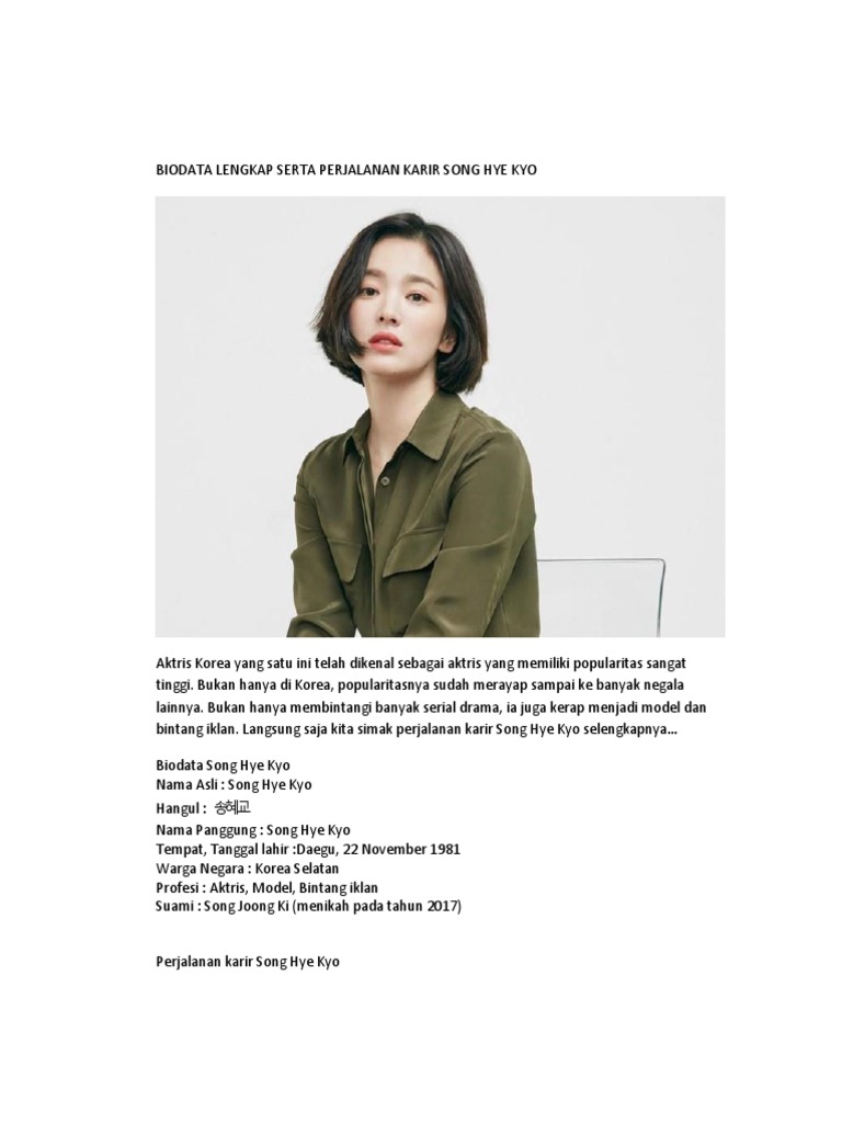 Biodata Song Hye Kyo | PDF
