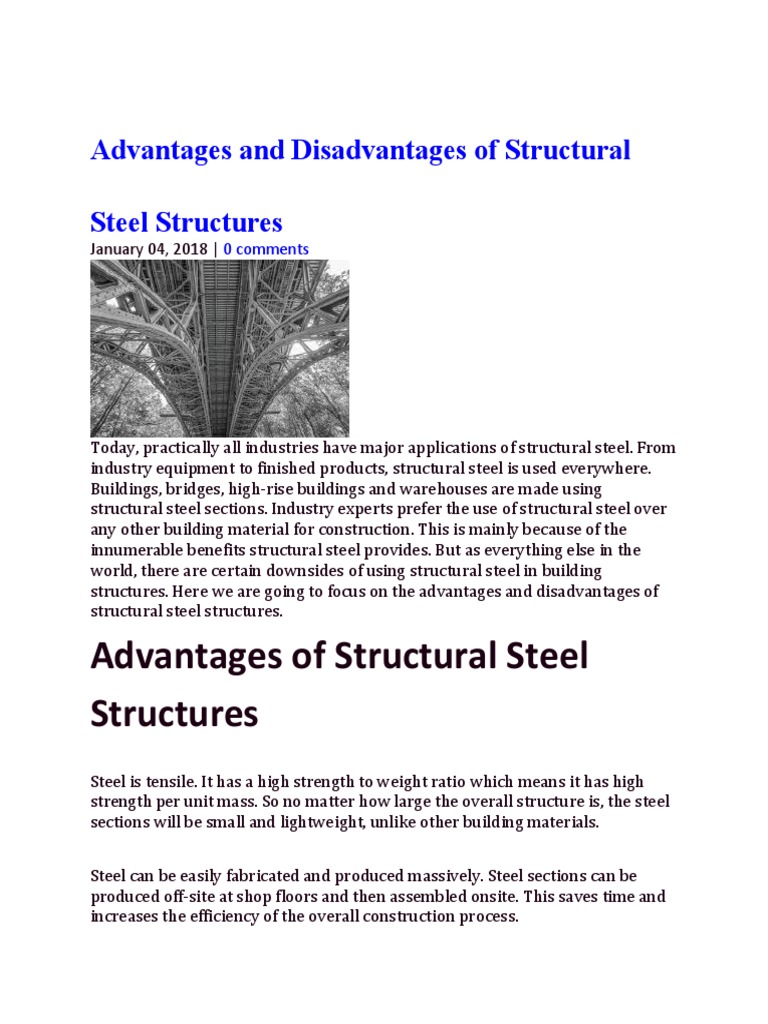 Advantages and Disadvantages of Structural Steel Structures | PDF ...