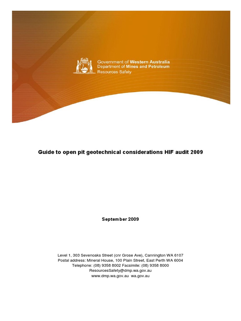 Guide To Open Pit Geotechnical Considerations HIF Audit 2009 PDF | PDF ...