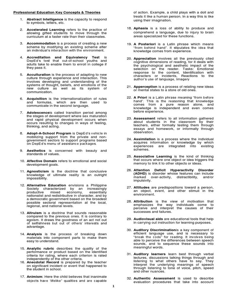 Key Concepts in Professional Education | PDF | Constructivism ...