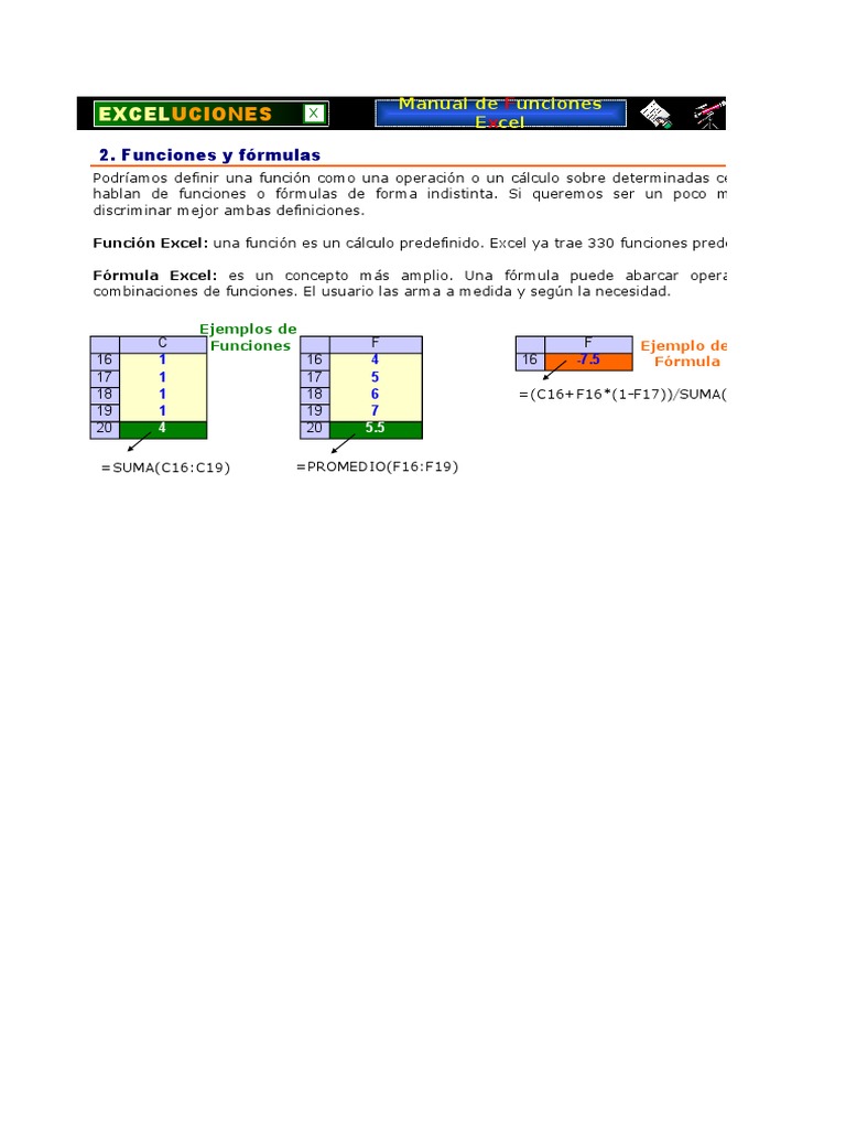 Funciones de Excel y Sus Ejemplos Gráficas e Ilustraciones | PDF ...