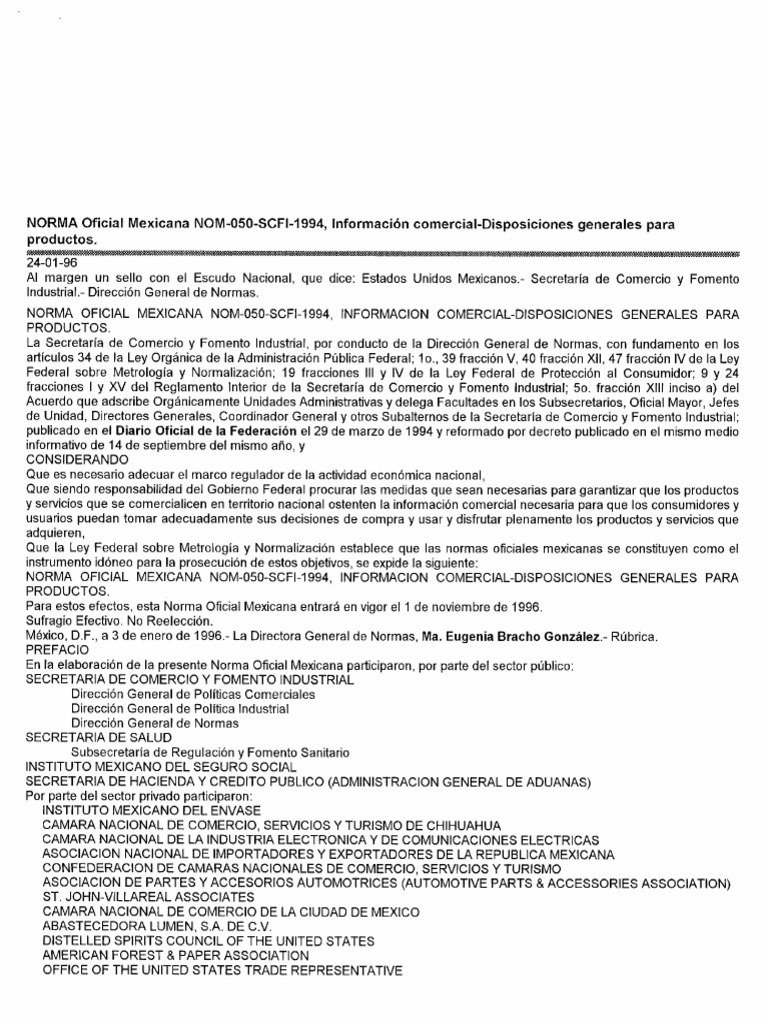 Nom 050 Scfi 1994 | PDF