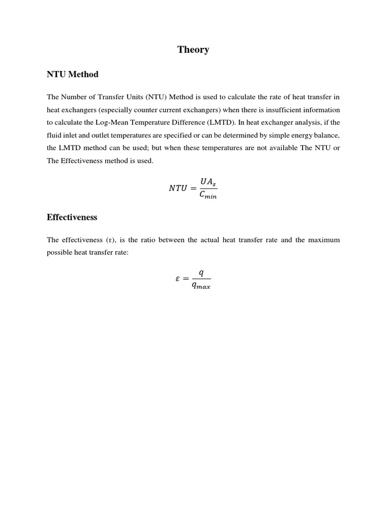 An Introduction to the Number of Transfer Units (NTU) Method for ...