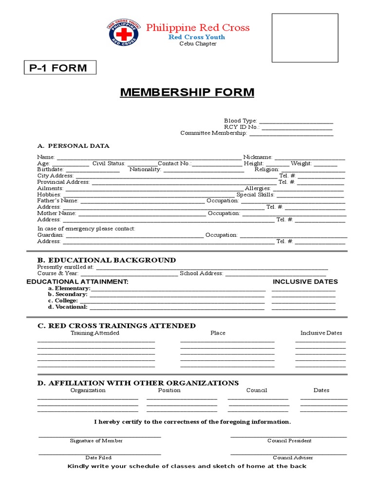 Membership P-1 Form | PDF