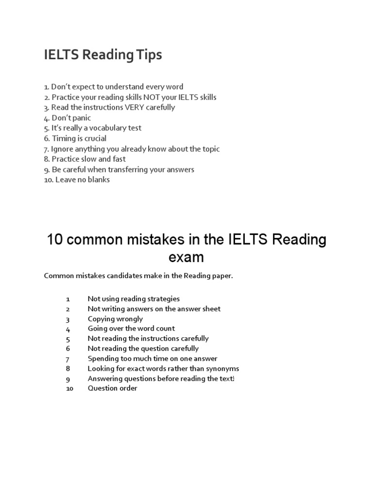 IELTS Reading Tips | PDF