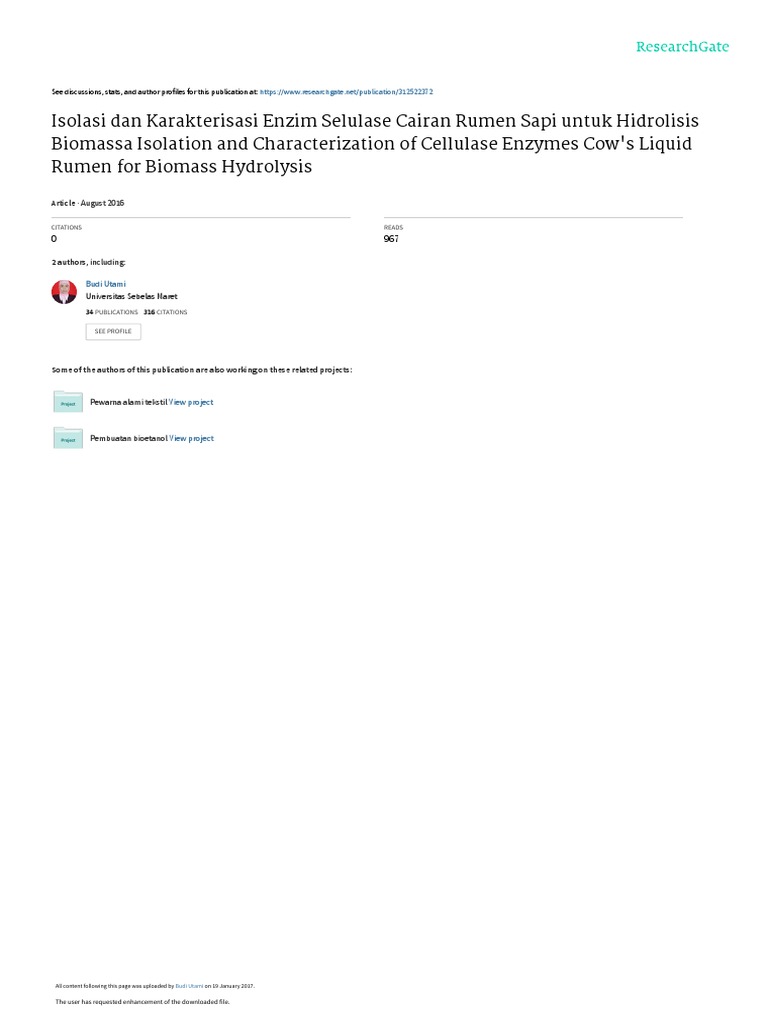 Enzim Cairan Rumen | PDF | Biomass | Molecular Biophysics