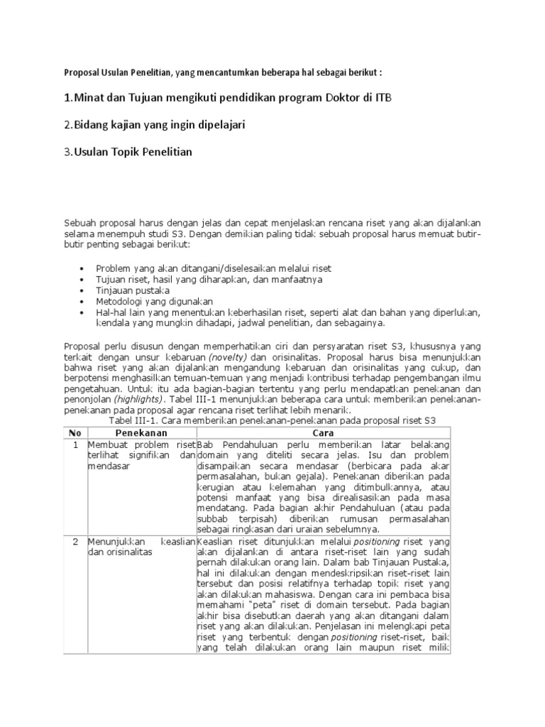 Usulan Topik Penelitian Melamar Program S3 DOKTOR | PDF