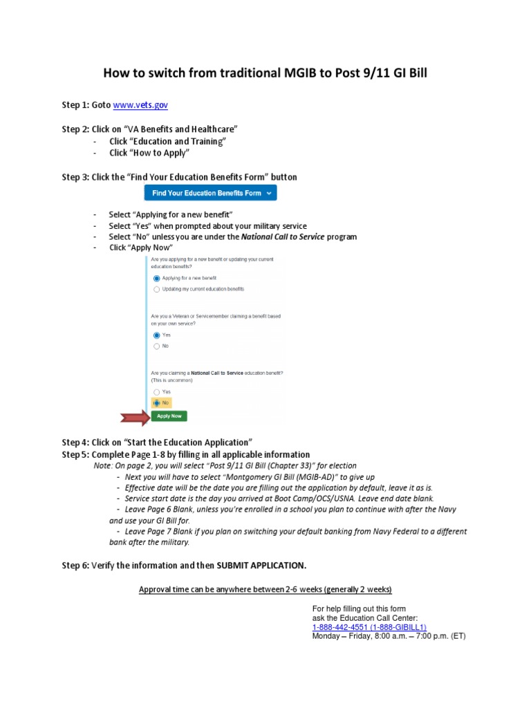 How To Switch From Traditional MGIB To Post 9/11 GI Bill: WWW - Vets ...