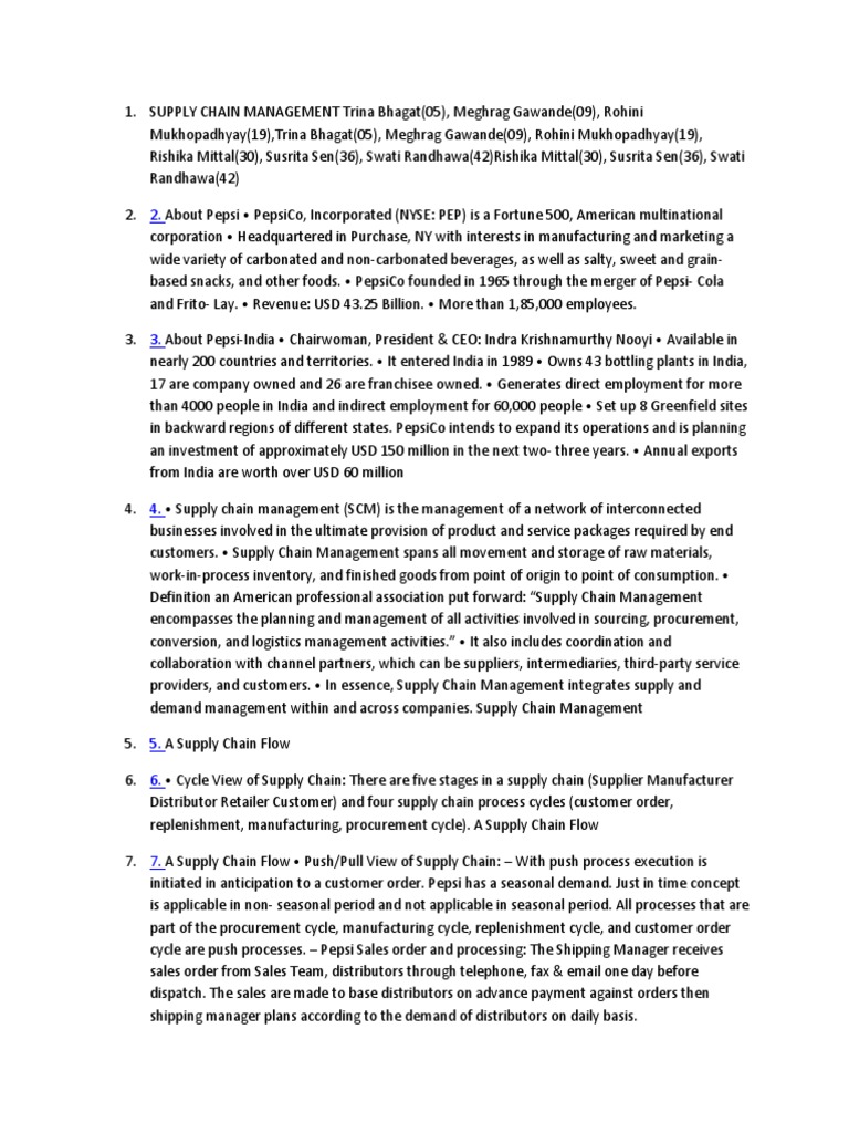 Pepsico | PDF | Pepsi Co | Logistics