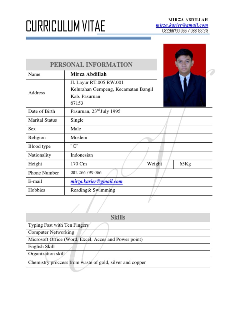 Curriculum Vitae: Personal Information | PDF