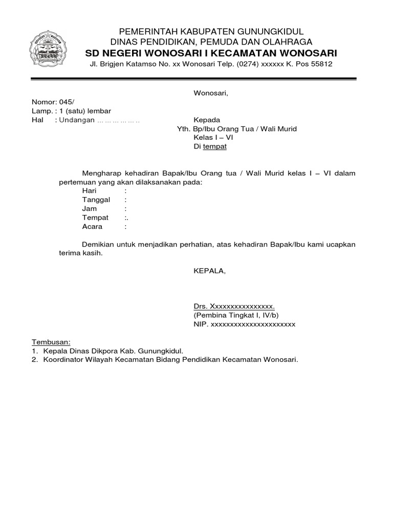 Surat Undangan SD | PDF