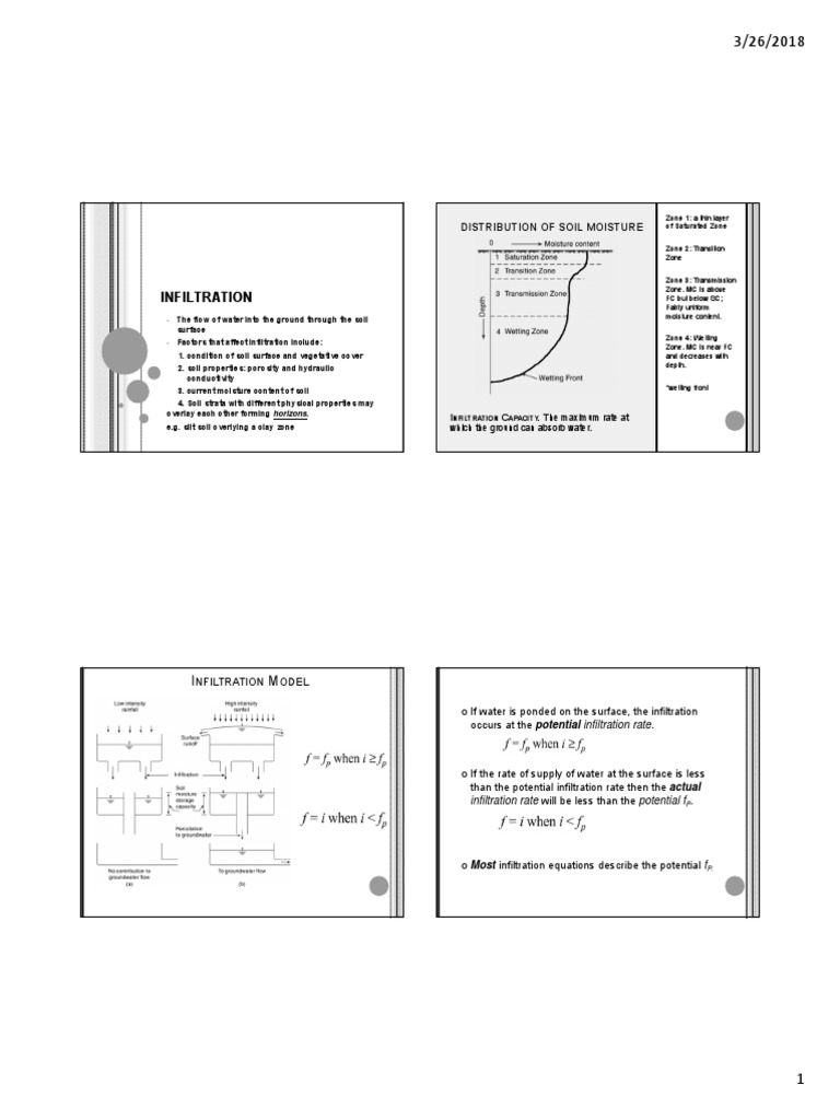 Infiltration: Distribution of Soil Moisture | PDF | Soil | Earth Sciences