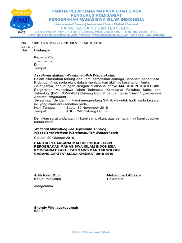 Contoh Undangan PMII | PDF