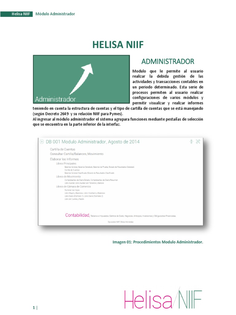 Instrucciones Modulo Administrador Helisa PDF | PDF | normas internacionales de INFORMACION ...