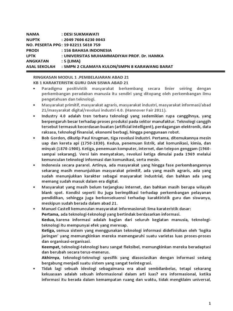 Rangkuman Modul 1 KB 2 | PDF