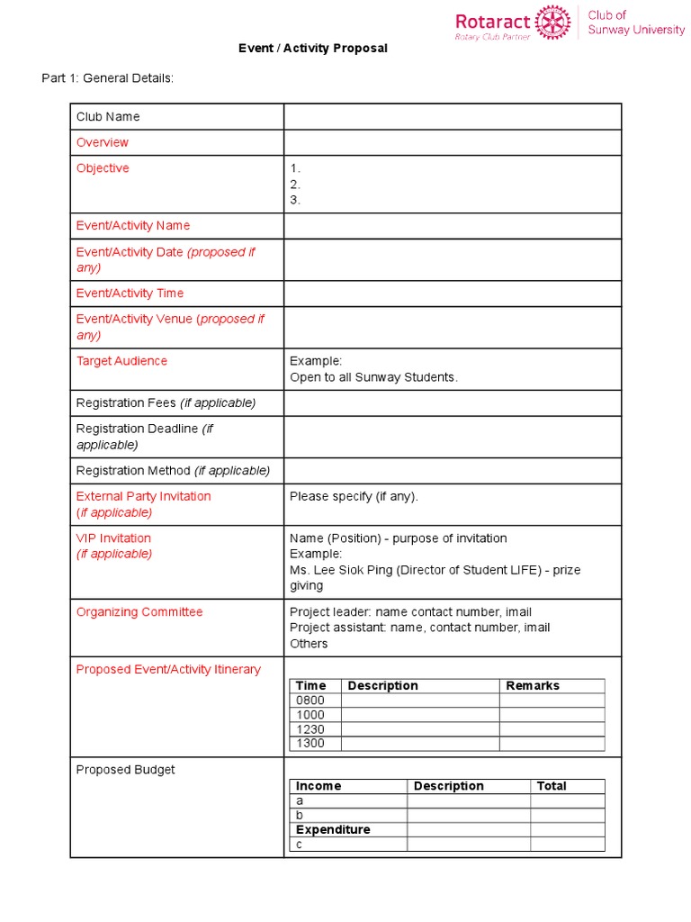 Event / Activity Proposal: Applicable) | PDF | Government | Business