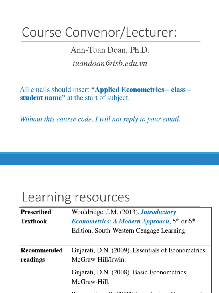 CH 01 Wooldridge 6e PPT Updated | PDF | Skewness | Correlation And Dependence