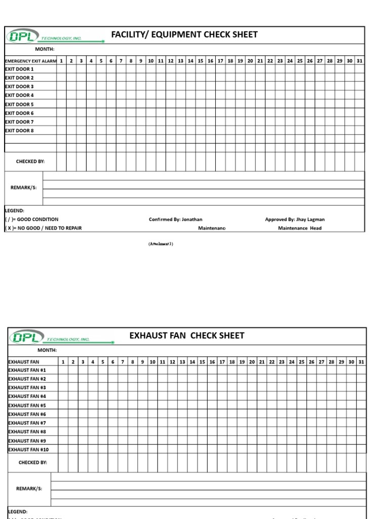 Facility Equipment Checklist | PDF | Energy Technology | Mechanical ...