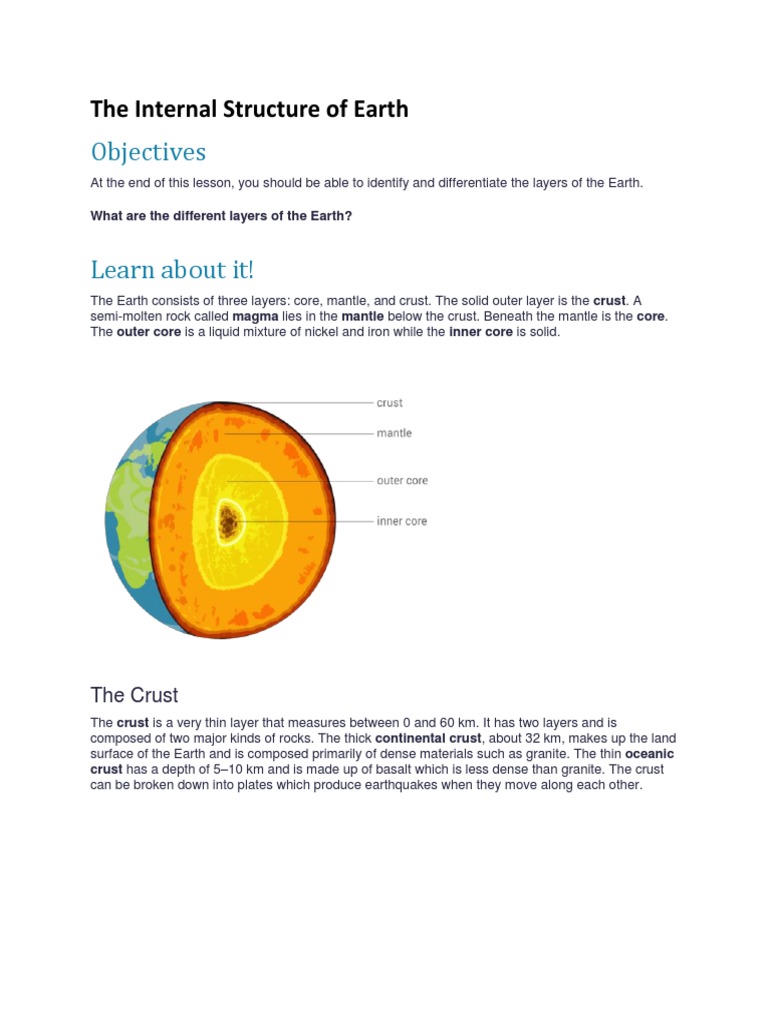 Internal Structure of Earth | PDF | Mantle (Geology) | Crust (Geology)