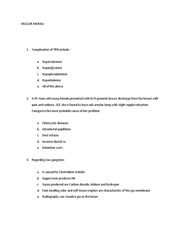 MCQ Surgery | PDF | Shock (Circulatory) | Cancer