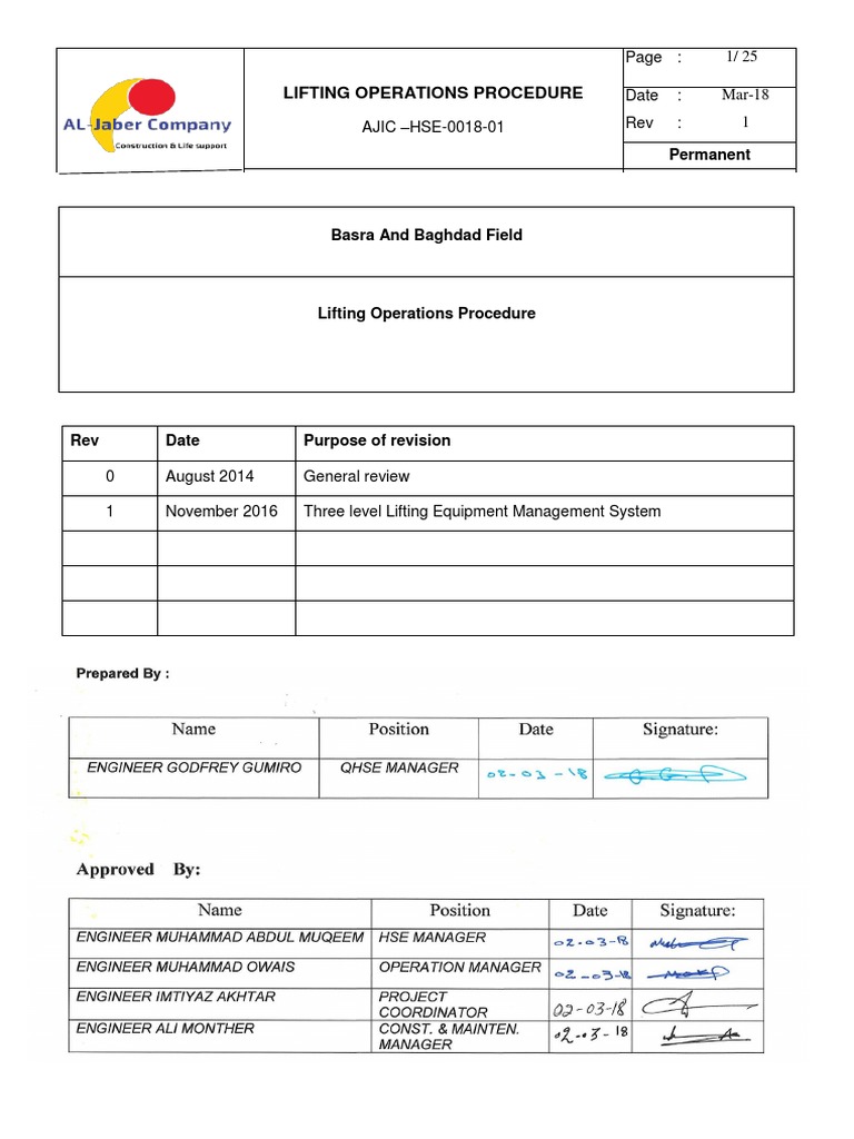Lifting Operations Procedure Guide | PDF | Crane (Machine) | Elevator