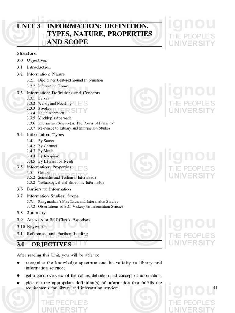 Unit 3 Information: Definition, Types, Nature, Properties and Scope ...