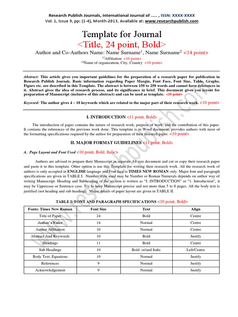 Template For Journal | Download Free PDF | Page Layout | Communication ...