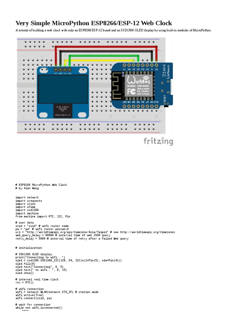 MicroPython ESP8266 - ESP-12 Web Clock | PDF | Json | Wi Fi