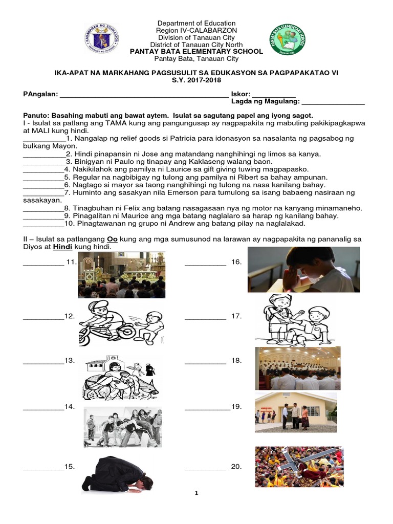 4th Periodical Test in ESP 6 | PDF