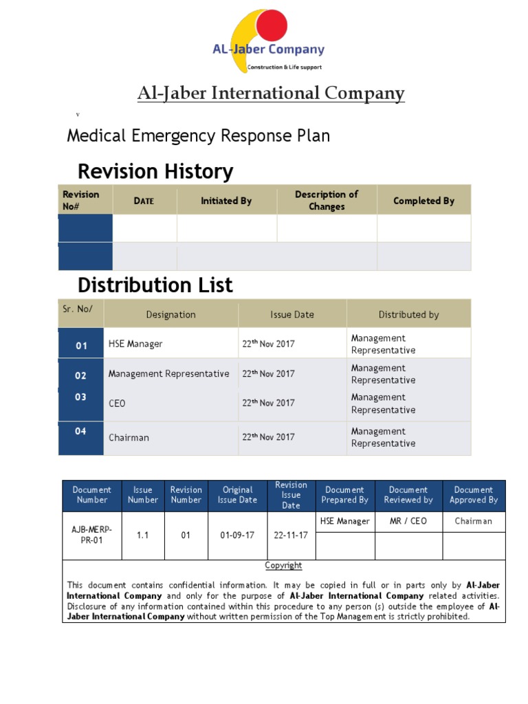 Medical Emergency Response Plan | PDF | Emergency | First Aid