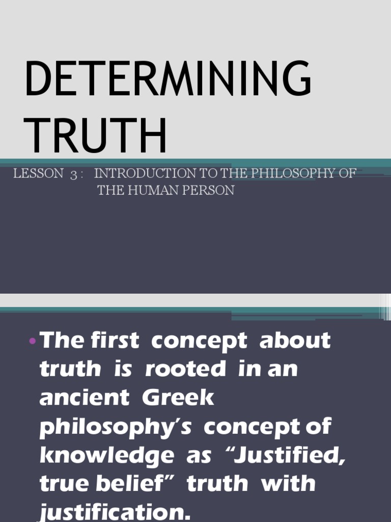Determining Truth: Lesson 3: Introduction To The Philosophy of The Human Person | Download Free ...