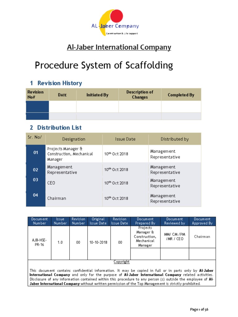 Procedure System of Scaffolding | PDF | Scaffolding | Safety