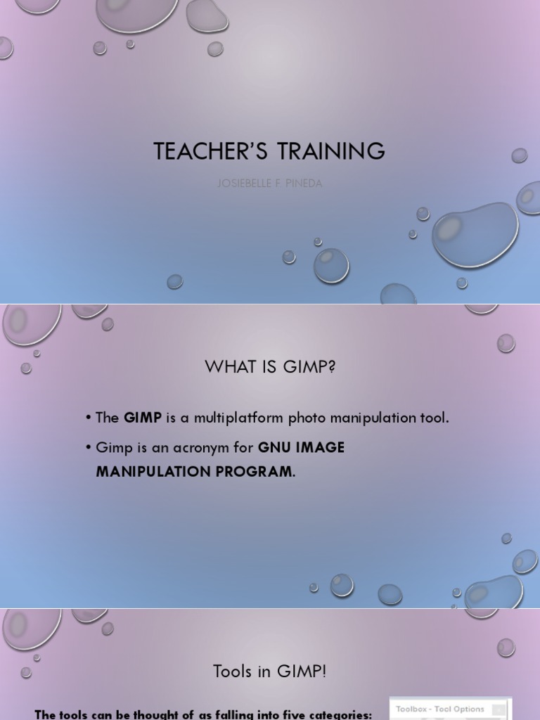 GIMP Training: Tools and Techniques | PDF | Computer Graphics | Imaging