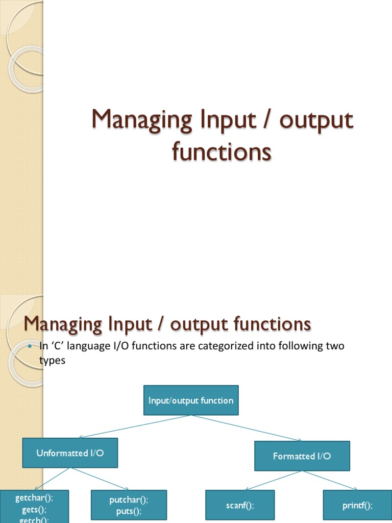 Managing Input Outout Function | PDF | String (Computer Science) | Software Engineering