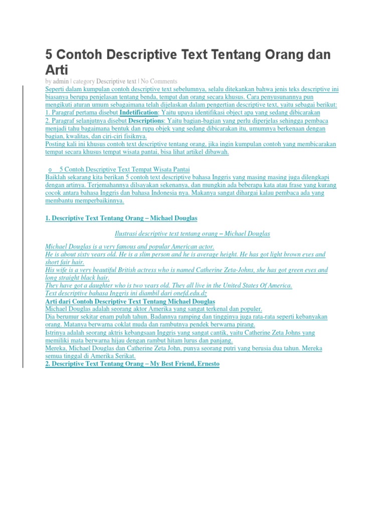 5 Contoh Descriptive Text Tentang Orang Dan Arti | PDF