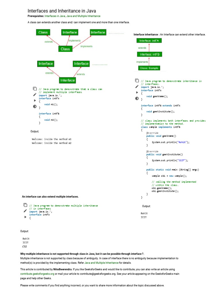 Interfaces and Inheritance in Java | PDF | Java (Programming Language) | Information Technology ...
