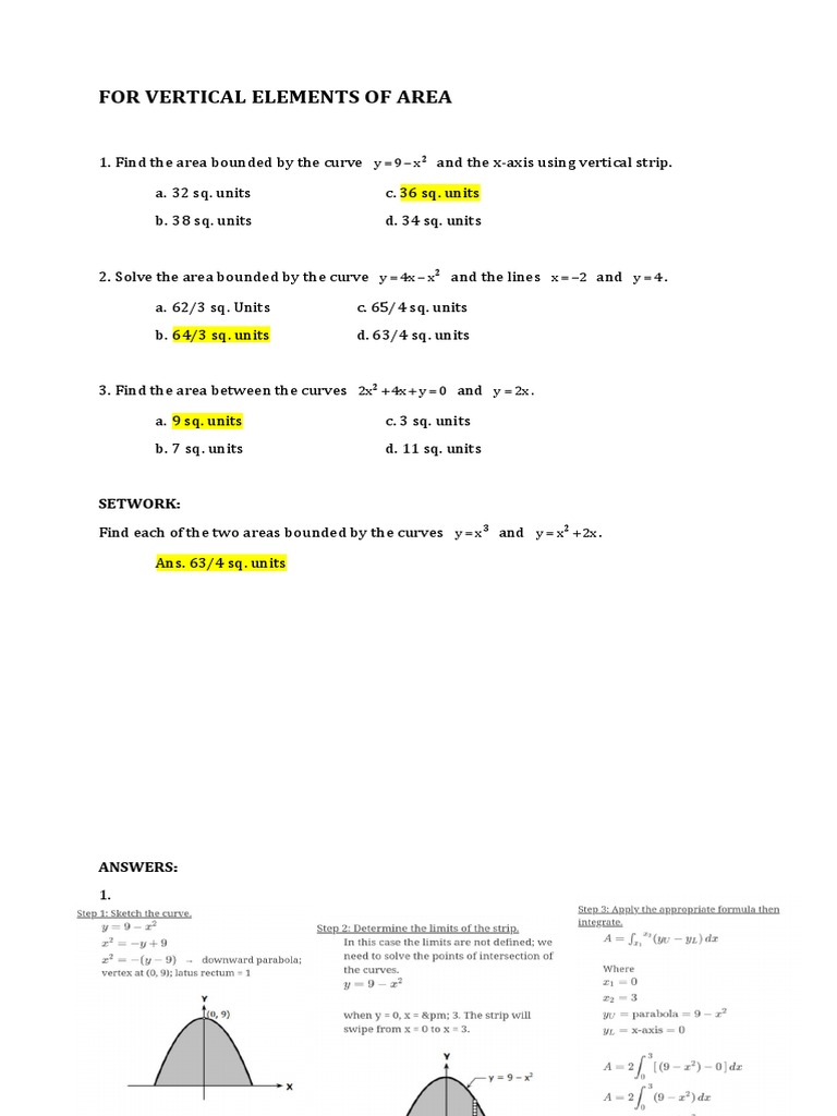 For Vertical Elements of Area: Setwork | PDF