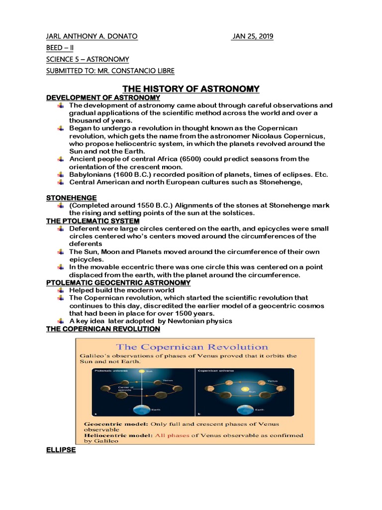 The History of Astronomy | PDF | Heliocentrism | Ancient Astronomy