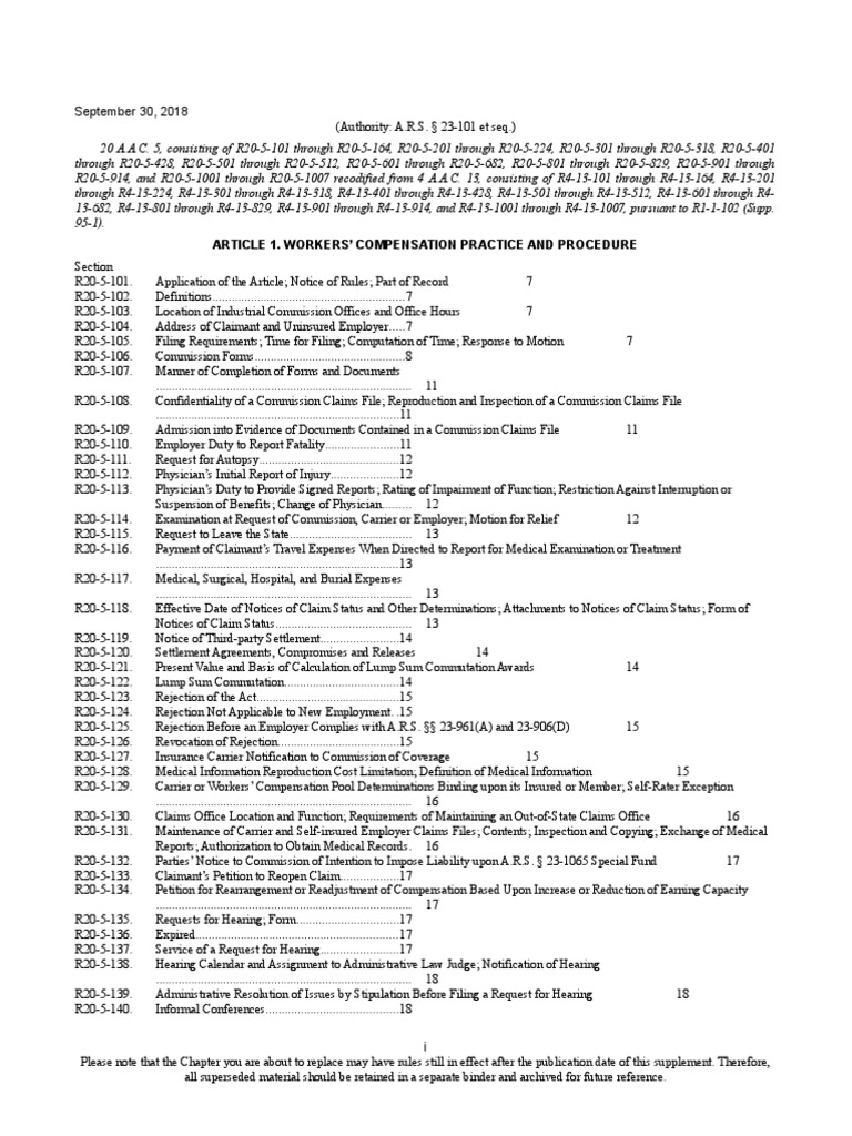 Article 1. Workers' Compensation Practice and Procedure | Download Free ...